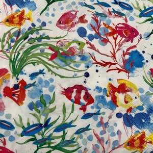 Tropical Fish Paper Napkins: Coral Reef Cocktail Napkins for Decoupage ...