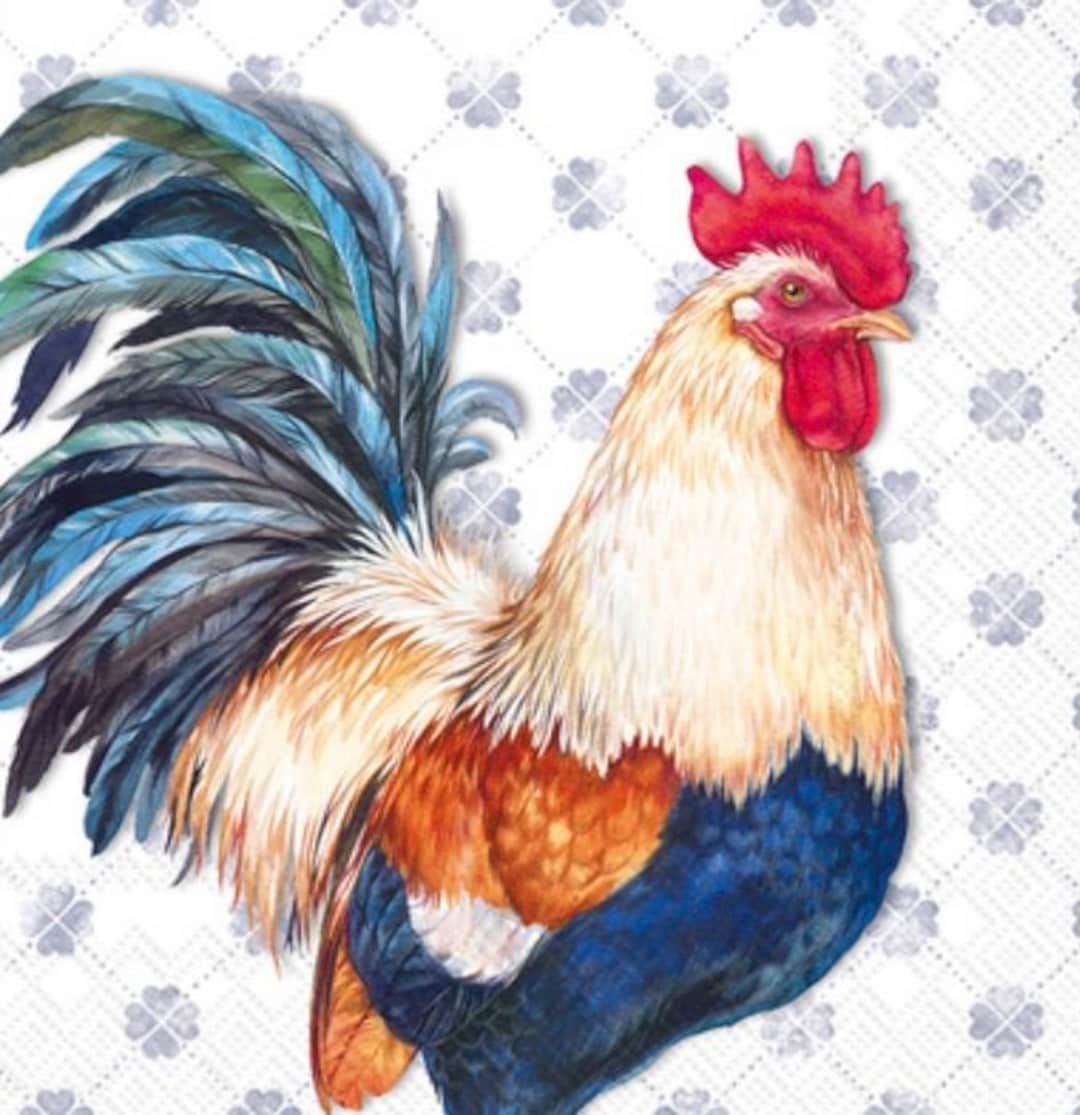 Decoupage Napkins, Rooster Paper Napkins, 3 Individual Barn Yard Animal ...