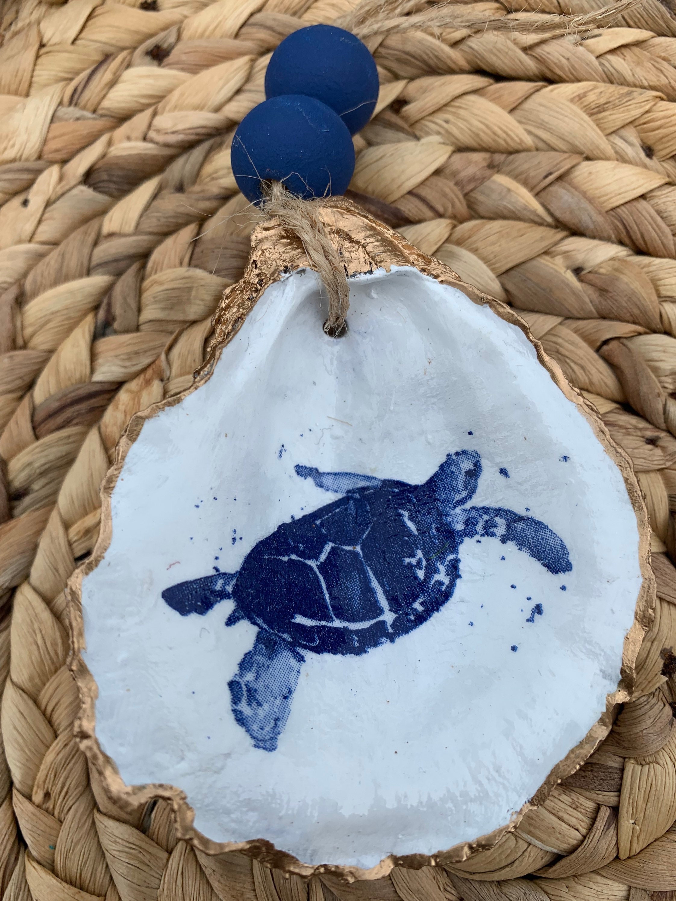 Decoupaged Oyster Shell Ornament Shell Ornament Turtle - Etsy