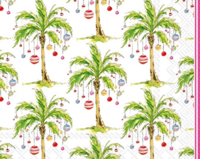 Watercolor Christmas Palm Tree Kitchen Tea Towel. Christmas Gift ...