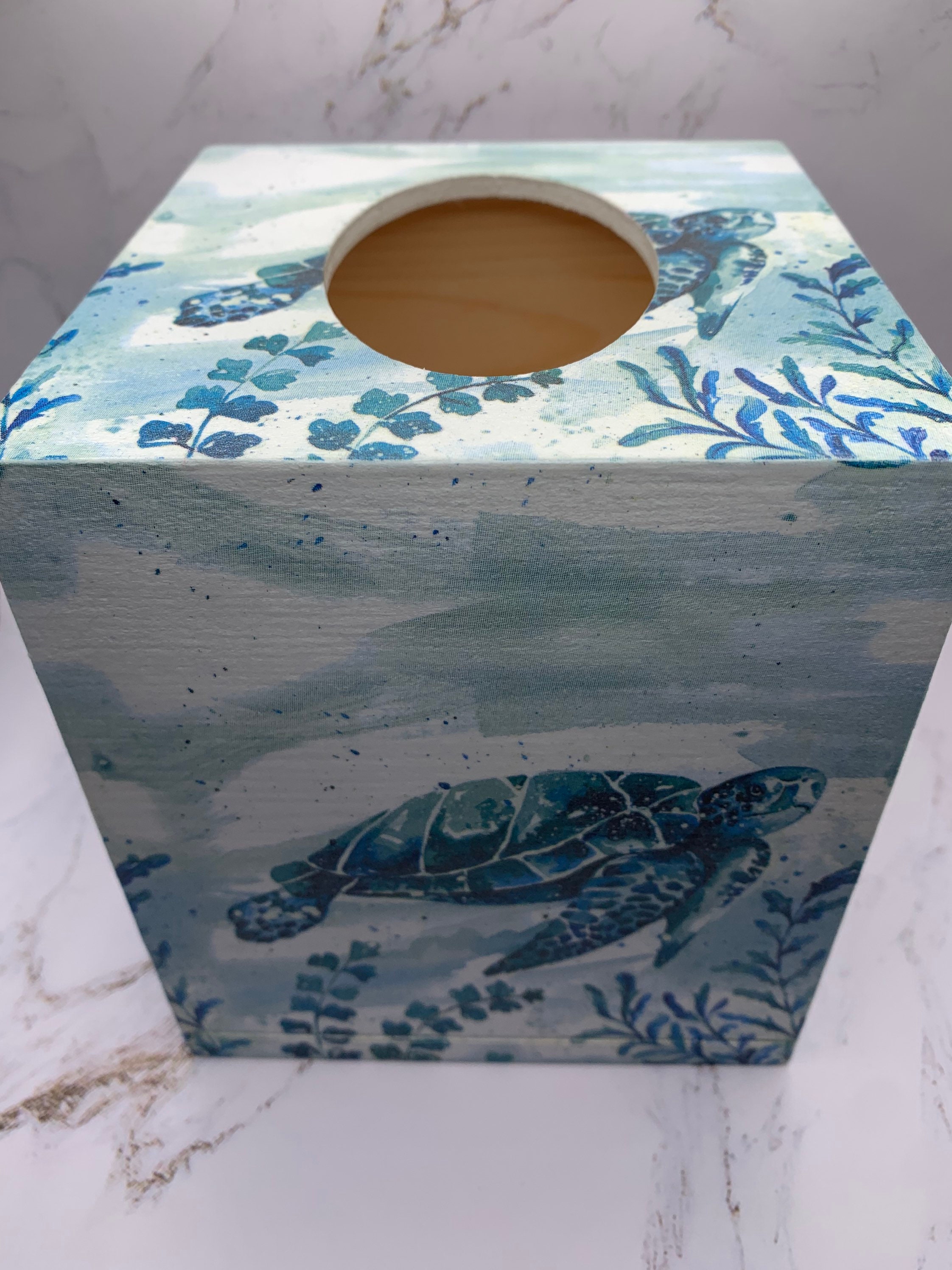Tissue Box Cover Decoupaged Sea Turtle Tissue Box Beach Wood - Etsy