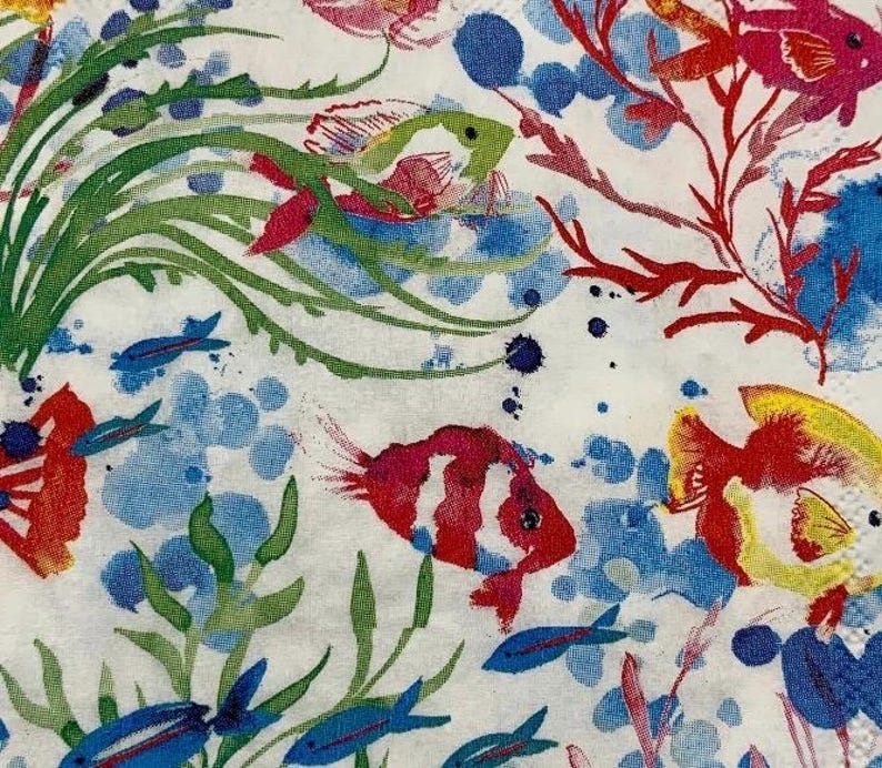 Tropical Fish Paper Napkins: Coral Reef Cocktail Napkins for Decoupage ...