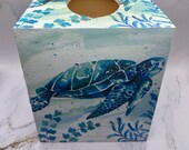 Tissue Box Cover Decoupaged Sea Turtle Tissue Box Beach Wood - Etsy