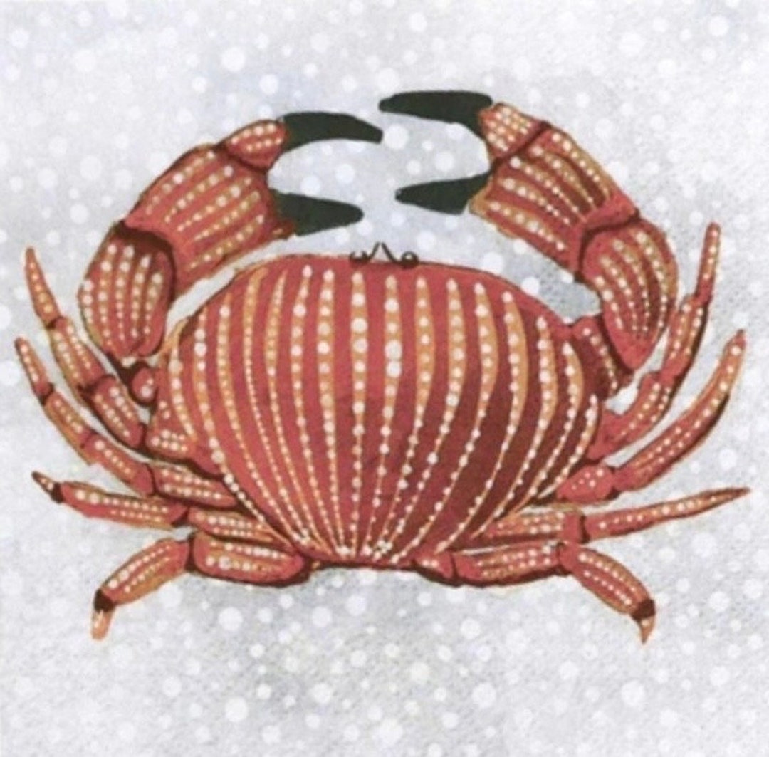 Decoupage Napkins, Red Crab Paper Napkins, 3 Individual Sea Creature ...
