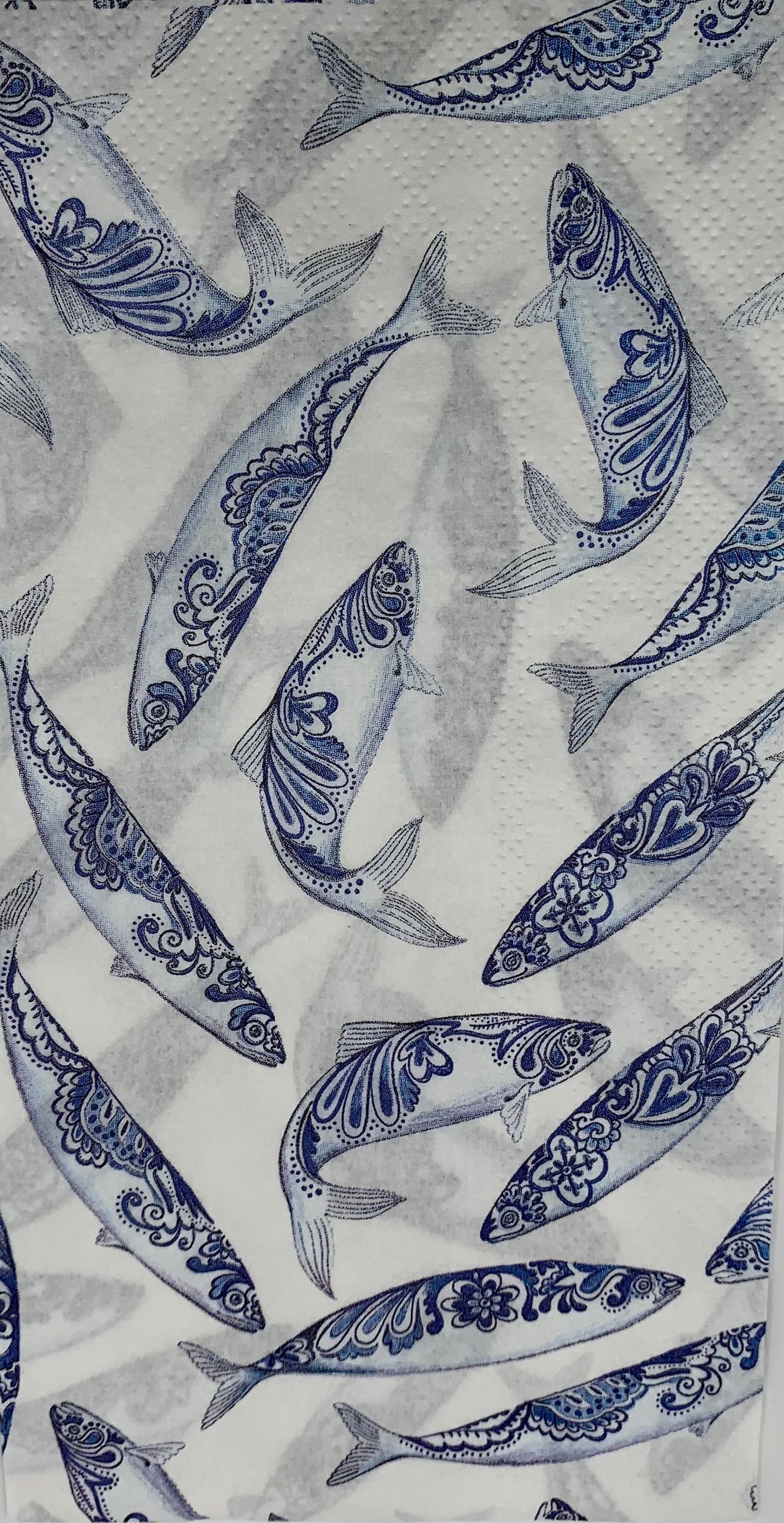 Decoupage Napkins With Koi Fish Blue and White 2 Guest Size Nautical ...