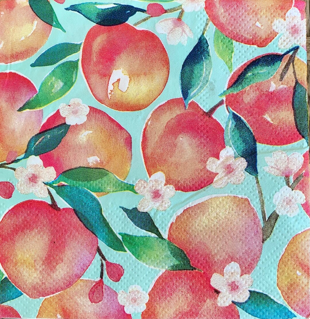 Decoupage Napkins, Peach Paper Napkins, 3 Individual Fruit Cocktail ...