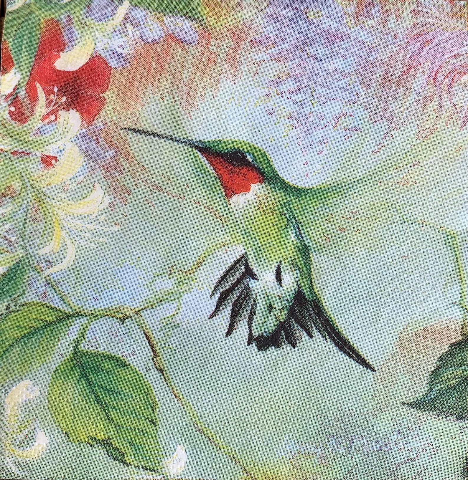 Decoupage Napkins, Hummingbird Paper Napkins, 3 Individual Bird Floral ...