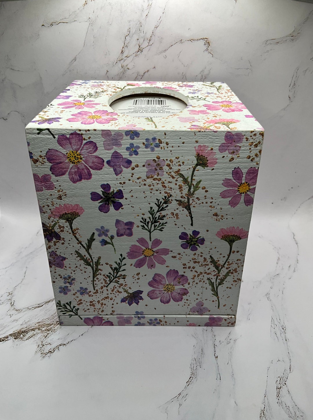 Flower Wood Tissue Box Cover, Decoupaged Tissue Box Cover, Spring ...