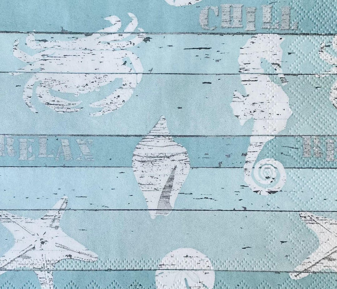 Seahorse Beach Paper Napkins, Crab Cocktail Napkins, Decoupage Crafts ...