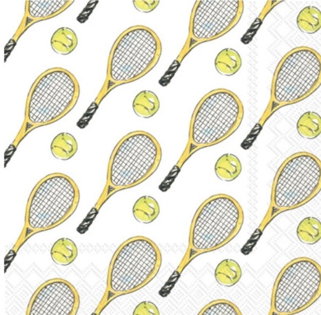 Tennis Ball & Racquet Decoupage Napkins: Cocktail Paper, Scrapbook ...