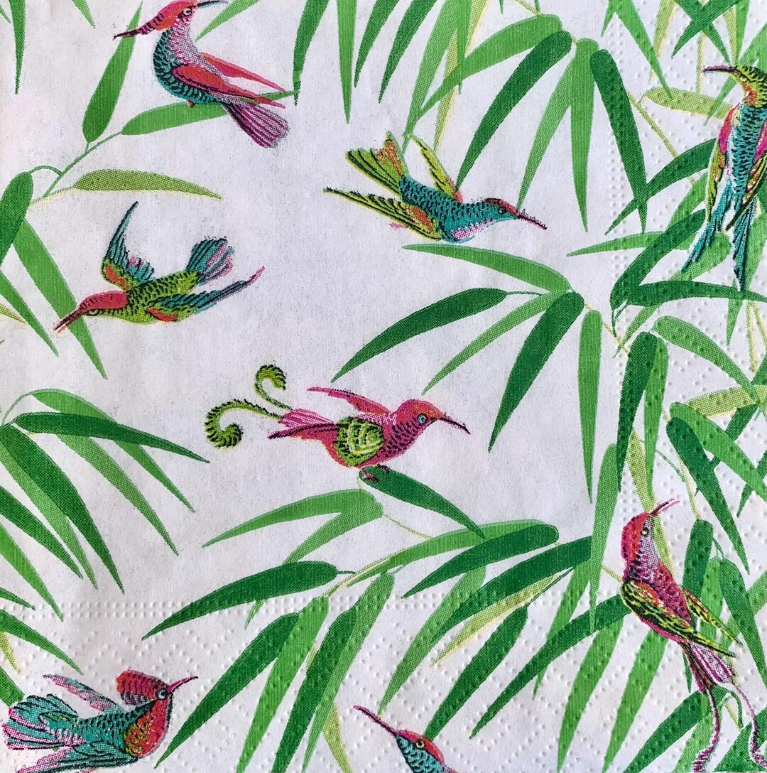 Decoupage Napkins. Hummingbird Paper Napkins, 3 Individual Tropical ...