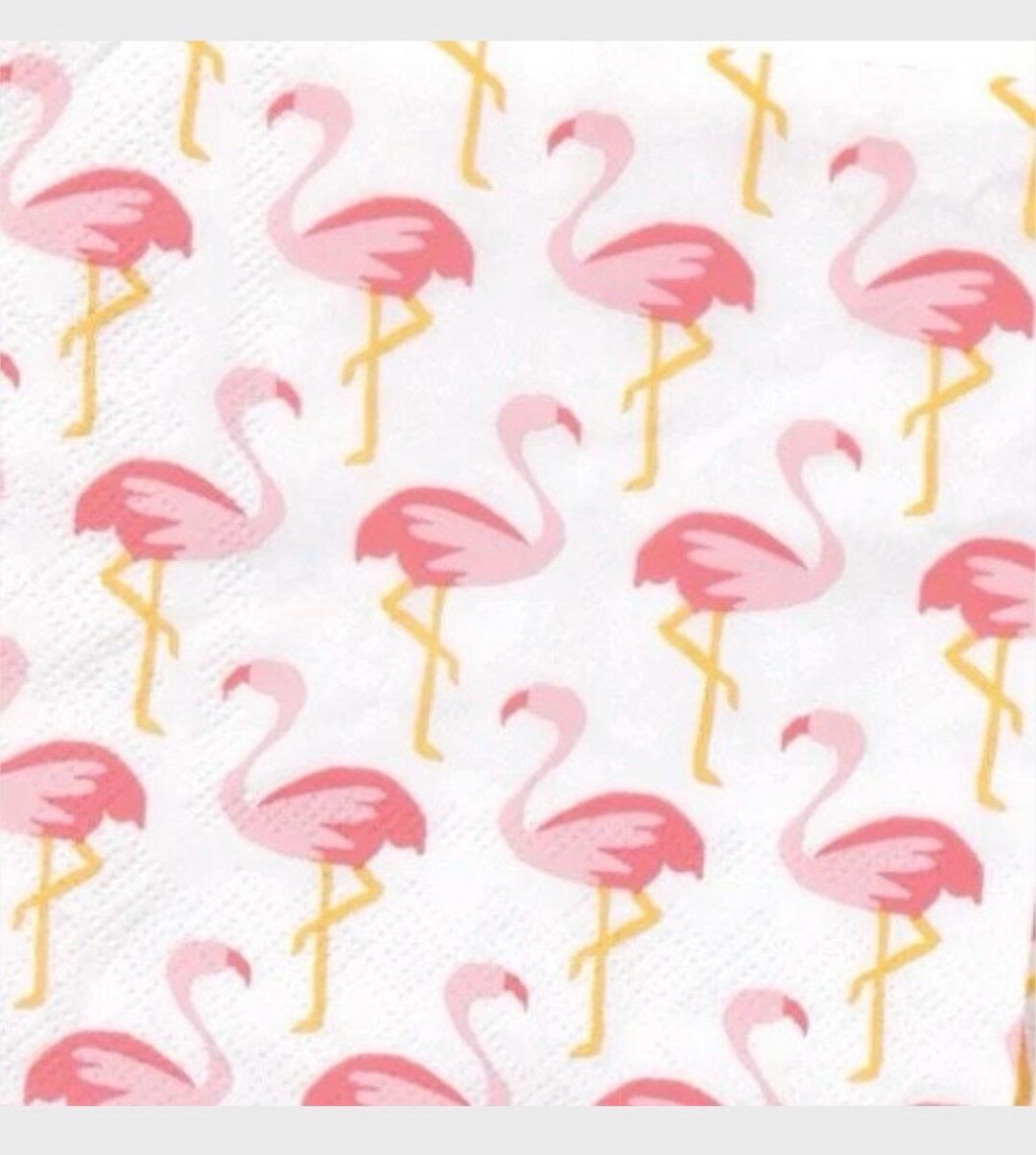 Decoupage Napkins, Pink Flamingo Paper Napkins, 3 Individual Beach Bird ...