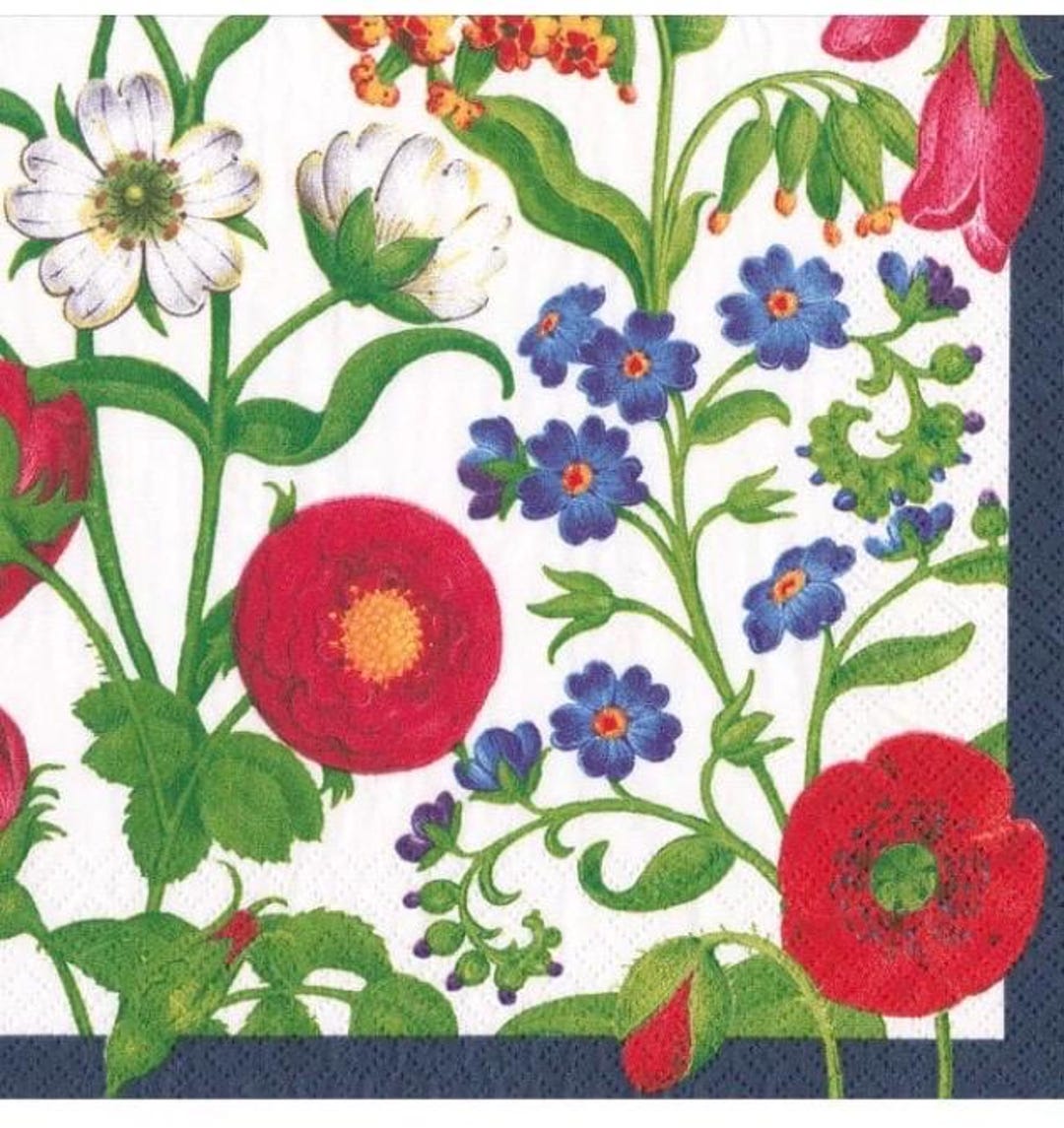 Decoupage Napkins, Flower Garden Paper Napkins, 3 Individual Summer ...