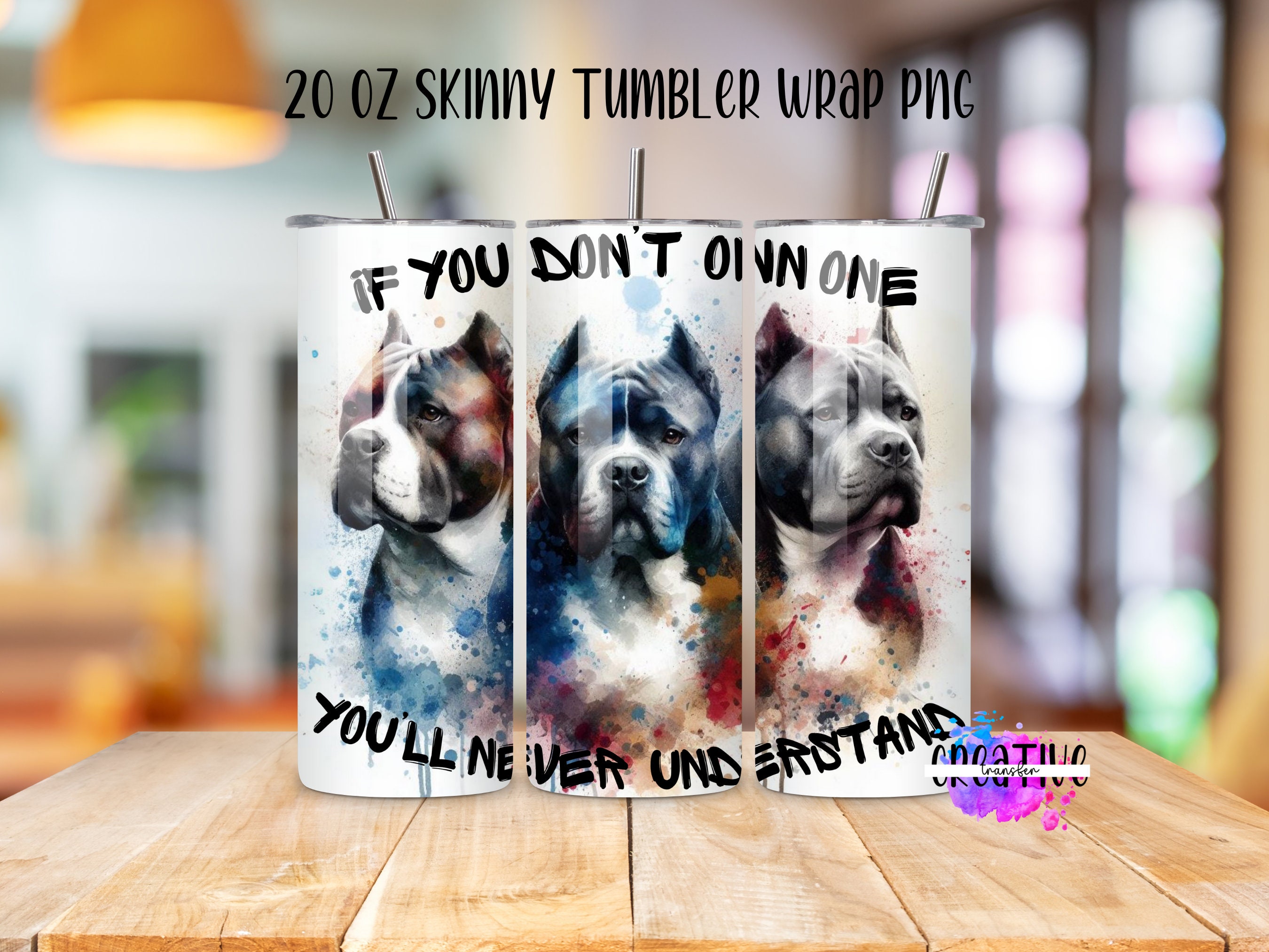 12 PNG American Bully 20oz Sublimation Skinny Tumbler Wrap Digital ...