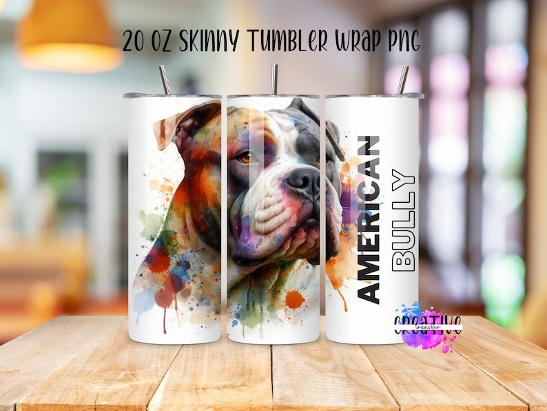 12 PNG American Bully 20oz Sublimation Skinny Tumbler Wrap Digital ...