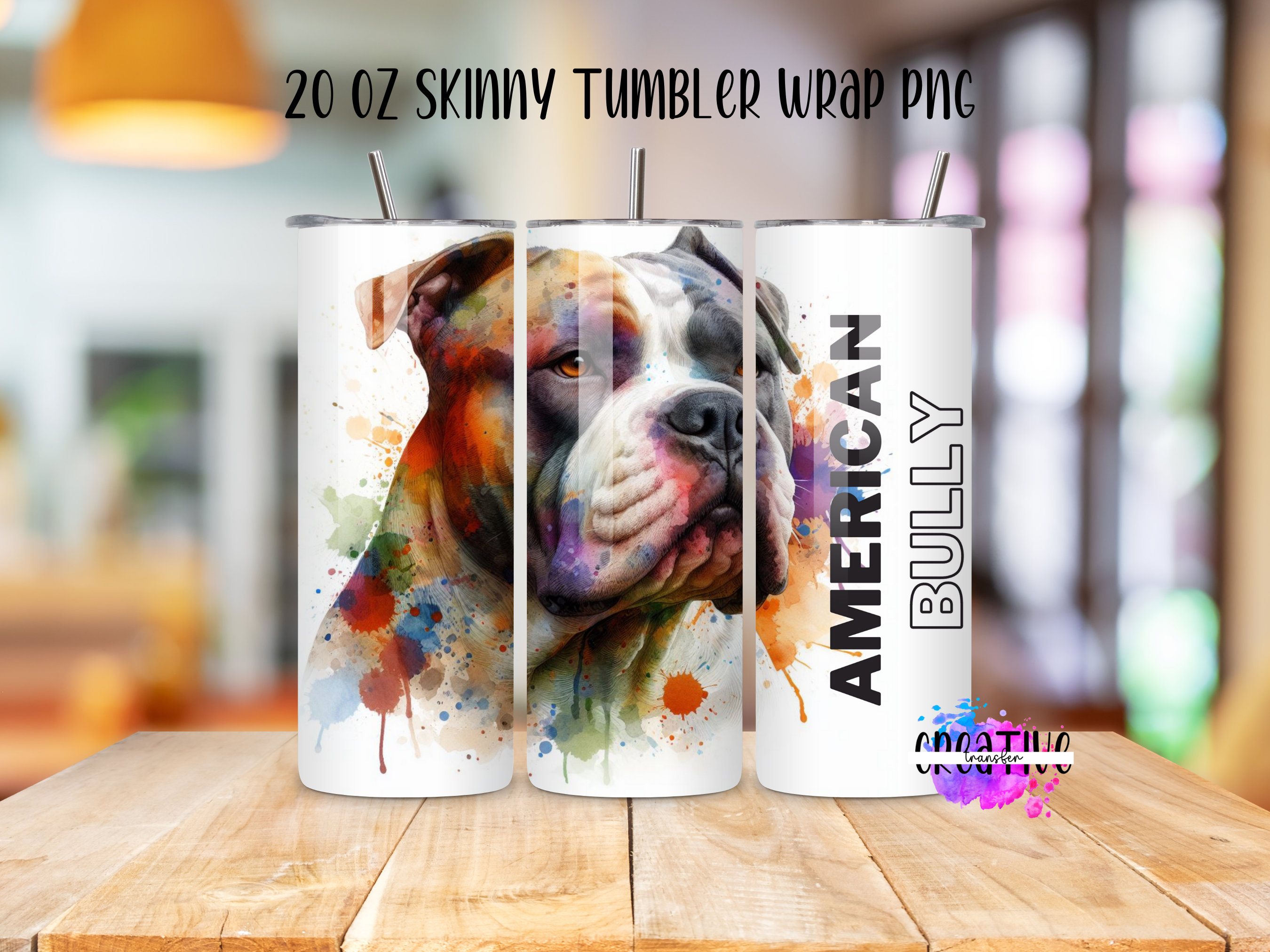 12 PNG American Bully 20oz Sublimation Skinny Tumbler Wrap Digital ...