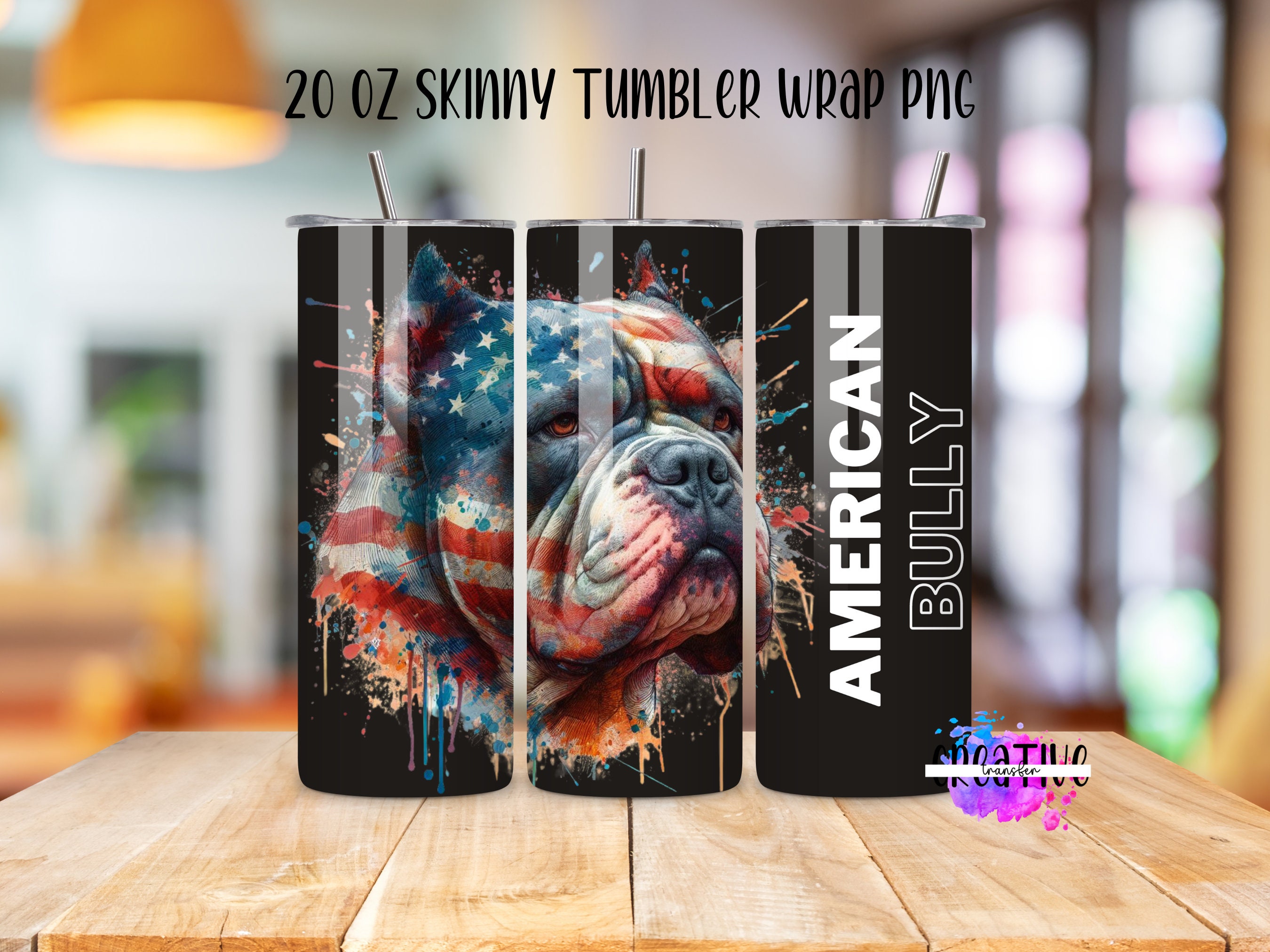 12 PNG American Bully 20oz Sublimation Skinny Tumbler Wrap Digital ...