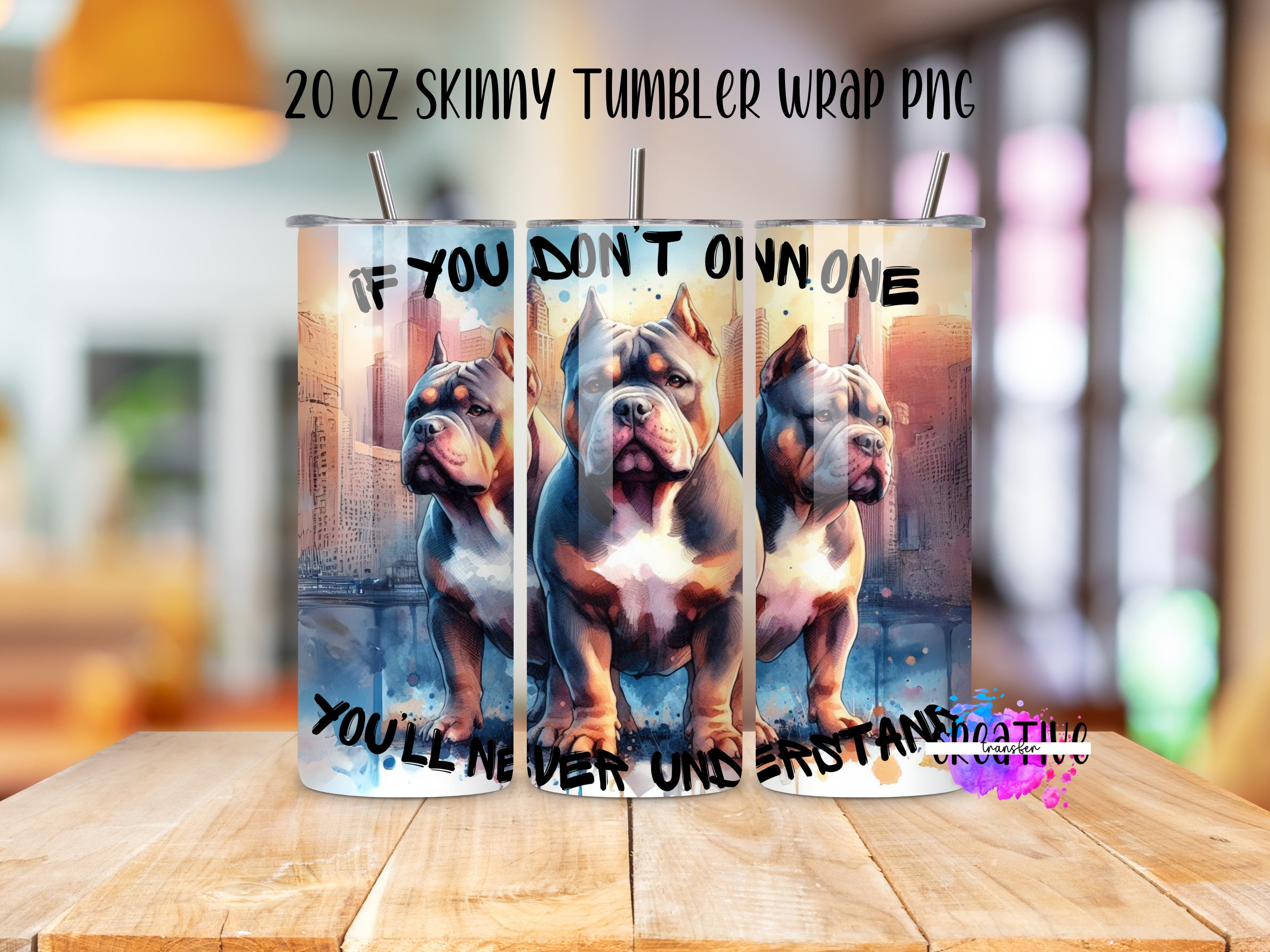 12 PNG American Bully 20oz Sublimation Skinny Tumbler Wrap Digital ...
