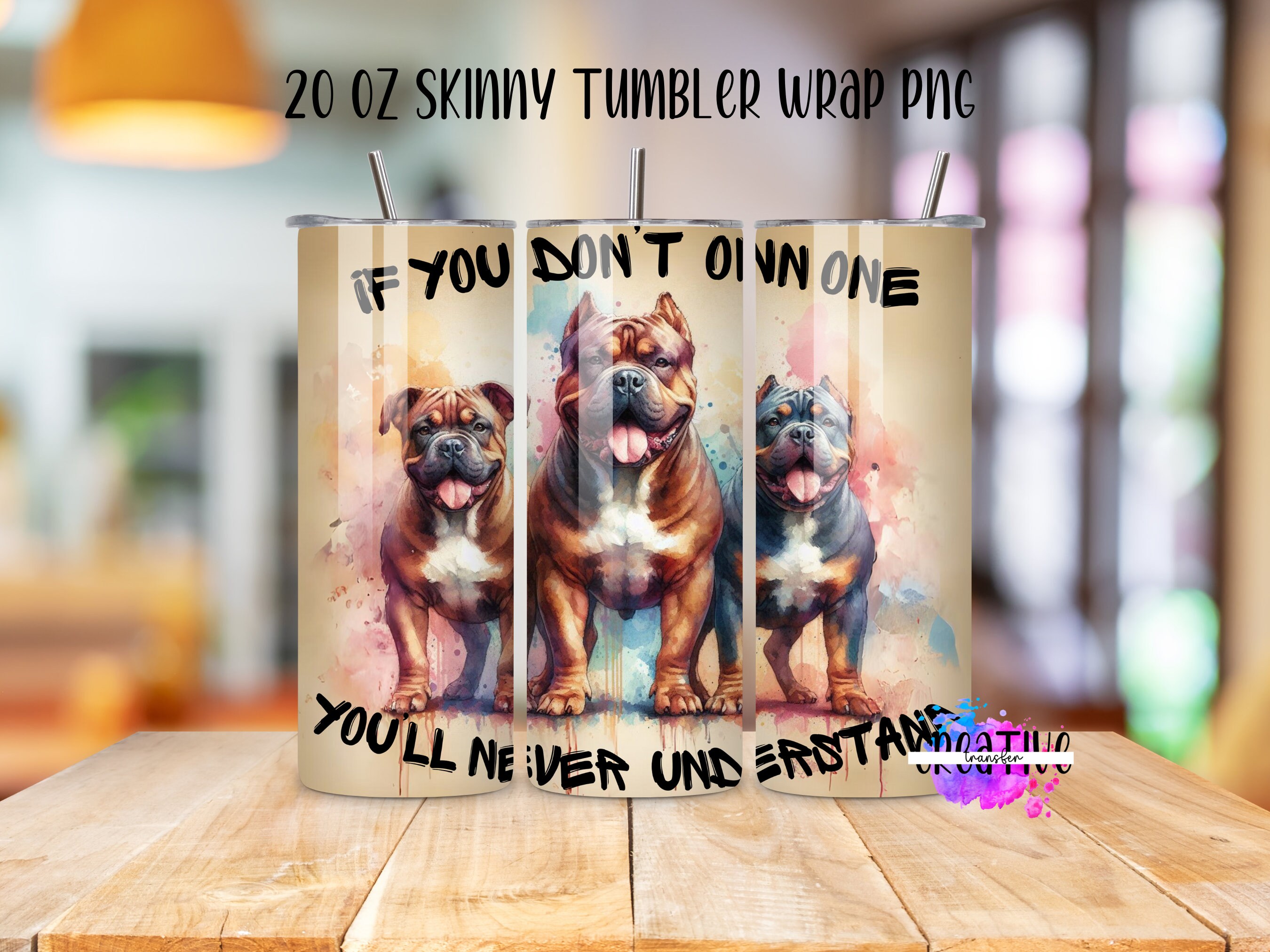12 PNG American Bully 20oz Sublimation Skinny Tumbler Wrap Digital ...