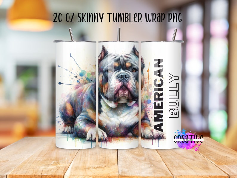 12 PNG American Bully 20oz Sublimation Skinny Tumbler Wrap Digital ...
