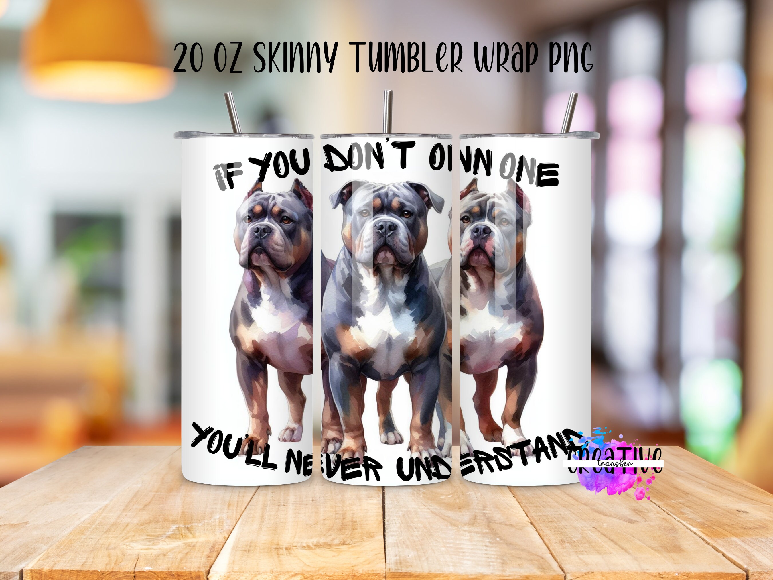 12 PNG American Bully 20oz Sublimation Skinny Tumbler Wrap Digital ...