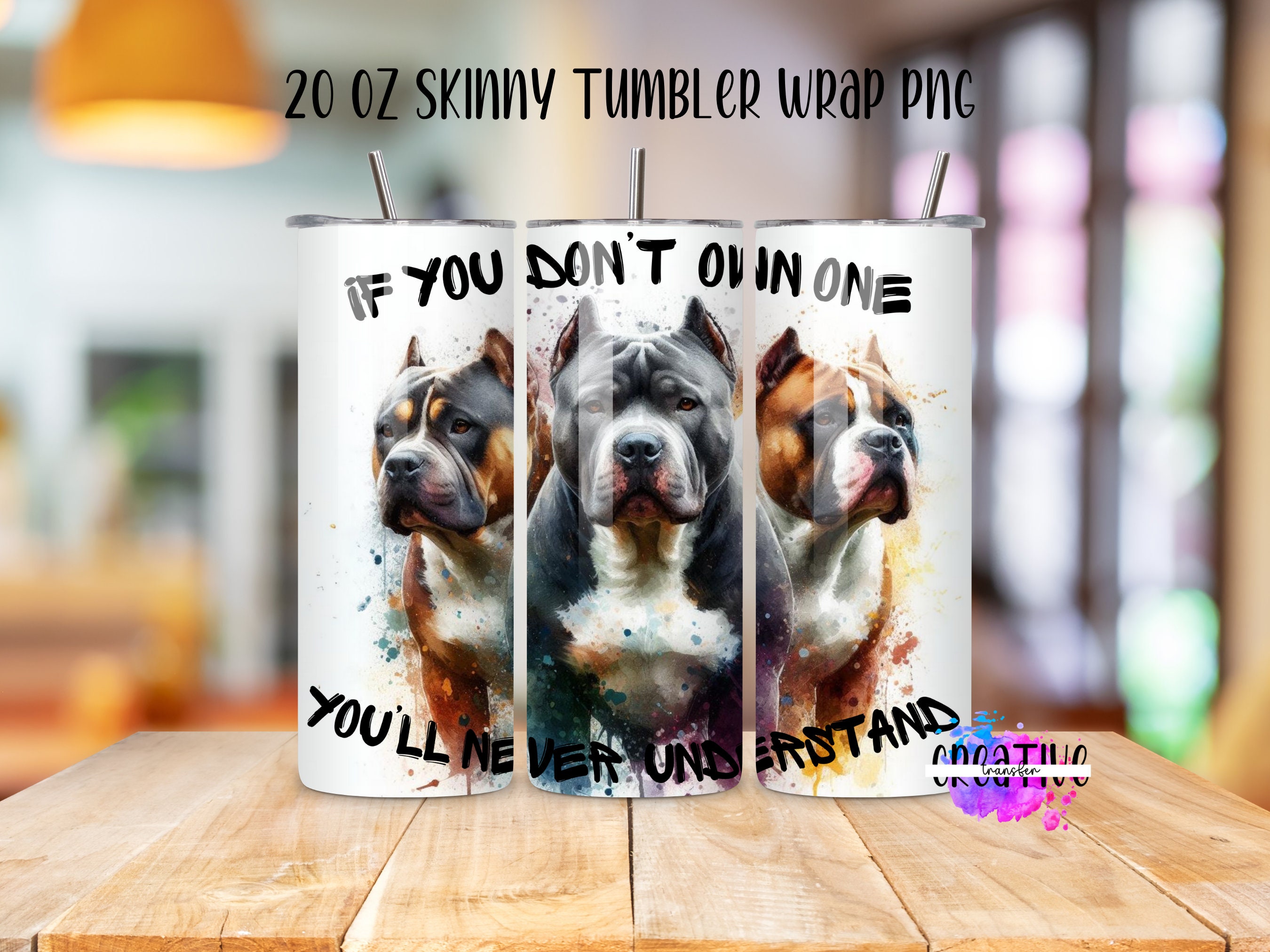 12 PNG American Bully 20oz Sublimation Skinny Tumbler Wrap Digital ...