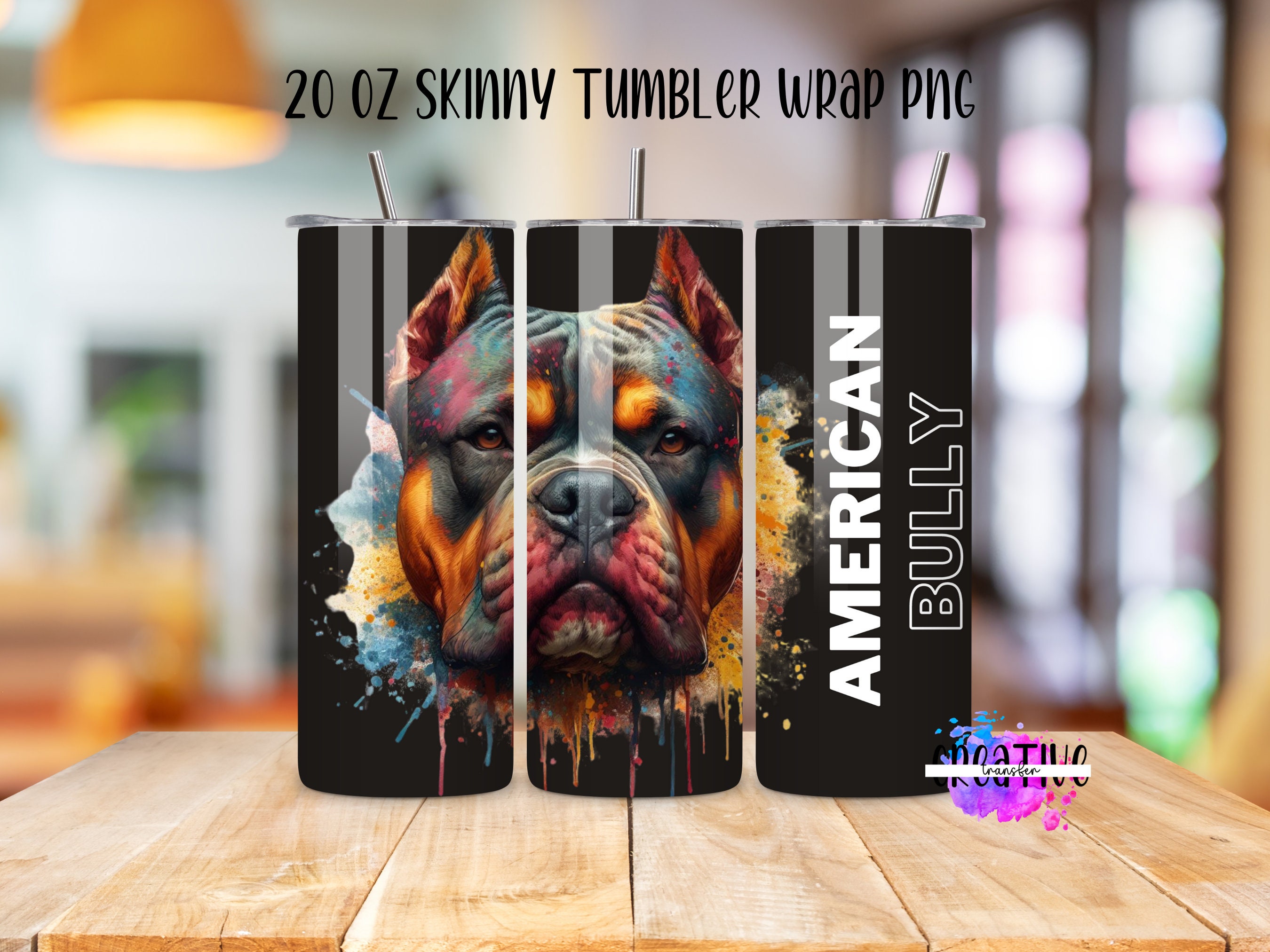 12 PNG American Bully 20oz Sublimation Skinny Tumbler Wrap Digital ...