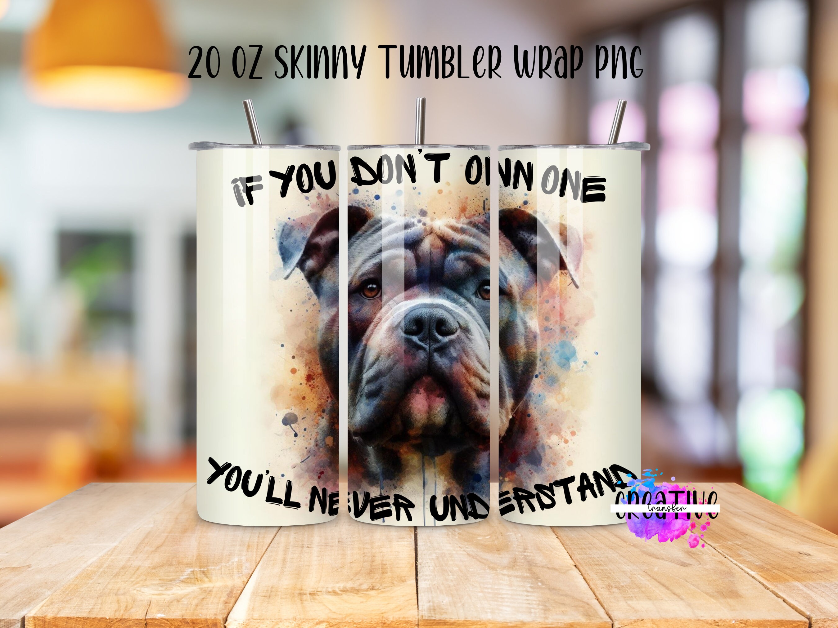12 PNG American Bully 20oz Sublimation Skinny Tumbler Wrap Digital ...