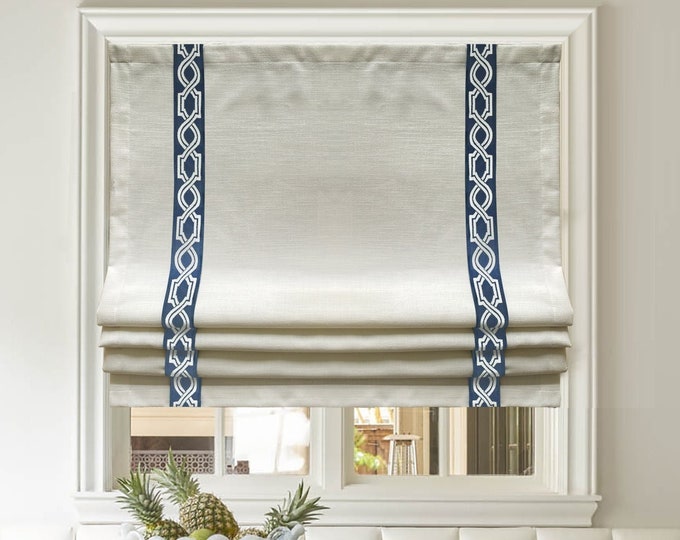 Roman Shade With Trim and Lining, Window Blinds, Light Filtering ...