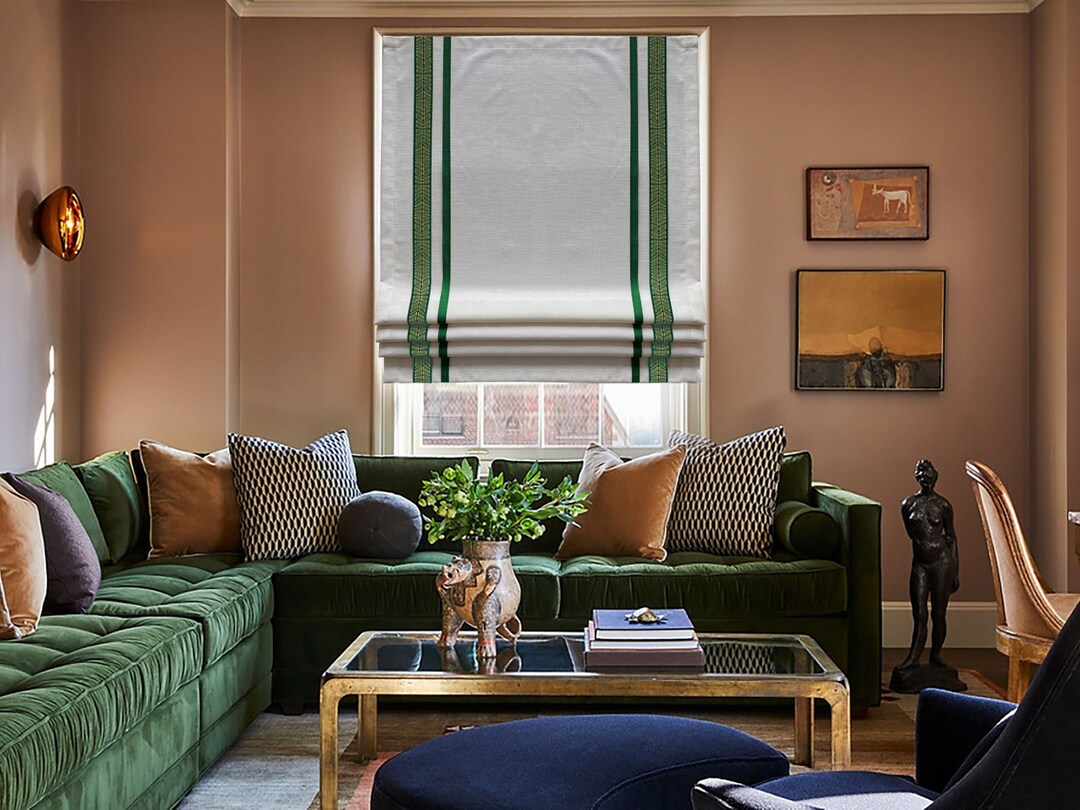 Roman Shade With Trim and Lining, Window Blinds, Light Filtering ...