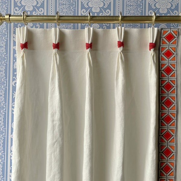 Linen Drapes With Trim - Etsy
