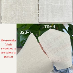 Cream White Cotton Linen Curtain Panels With Trim, Beautiful Custom ...