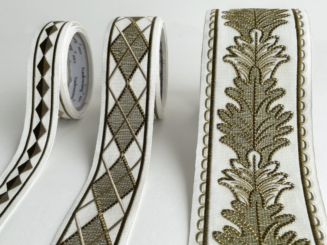 Gold Embroidered Trims for Drapery, Curtain Tapes, Upholstery Ribbon ...