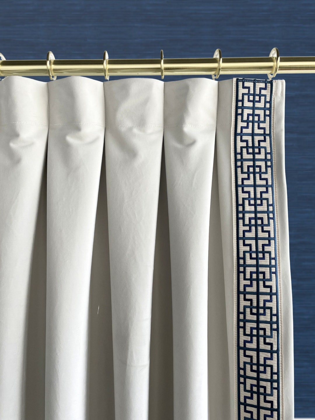Off White Velvet Curtain Panels With Trim, Beautiful Custom Curtains ...