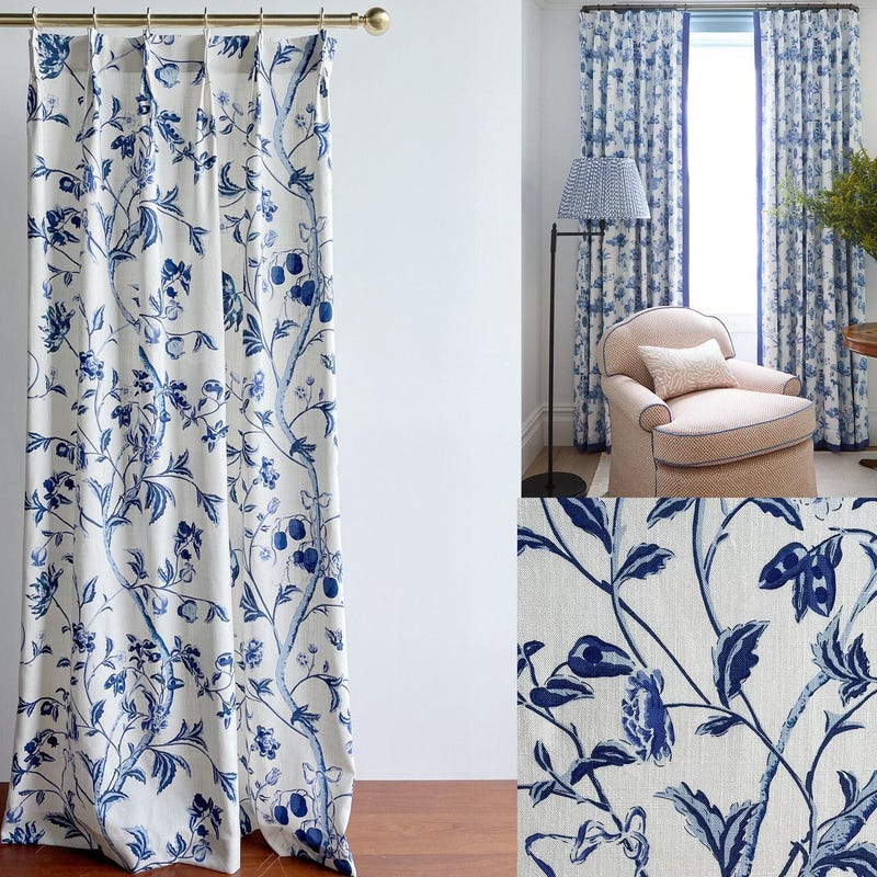 Blue Curtain Panels - Etsy