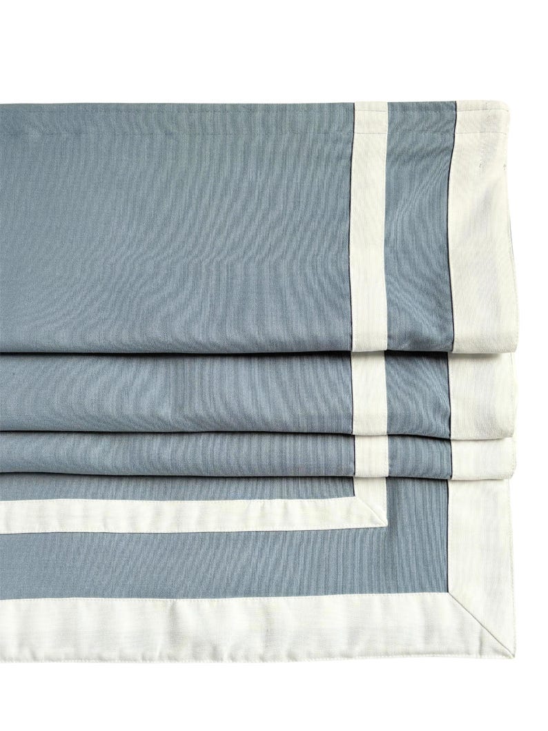 Roman Shade, Steel Blue With White Border, Made to Order, Custom Size ...