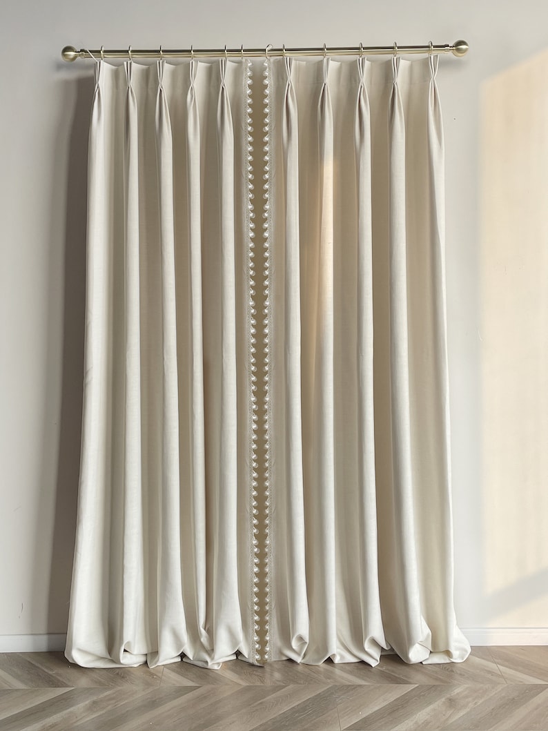 White Cotton Linen Curtain Panels With Tassels Beautiful - Etsy