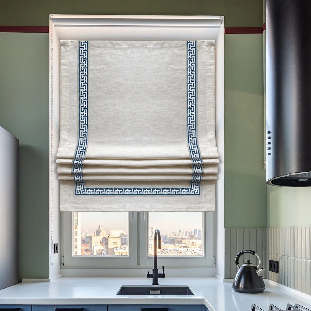 Roman Shade With Trim and Lining, Window Blinds, Light Filtering ...