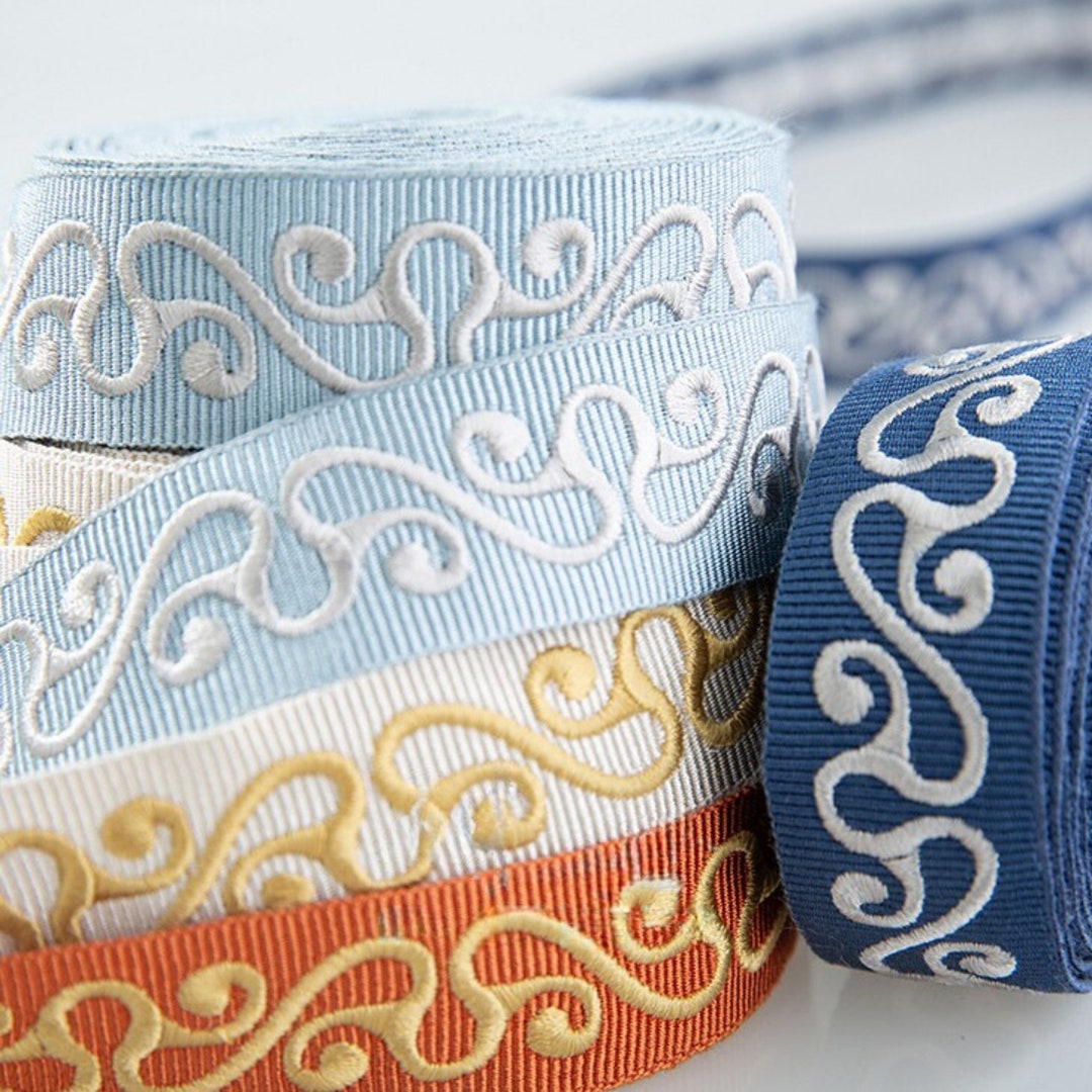 1 Inches Embroidered Trims for Drapery, Curtain Tapes, Upholstery ...