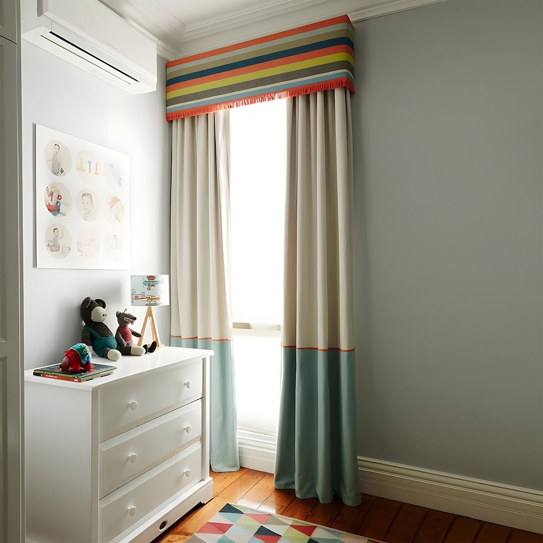 Color Block Cotton Linen Curtain Panels, Beautiful Custom Curtains and ...