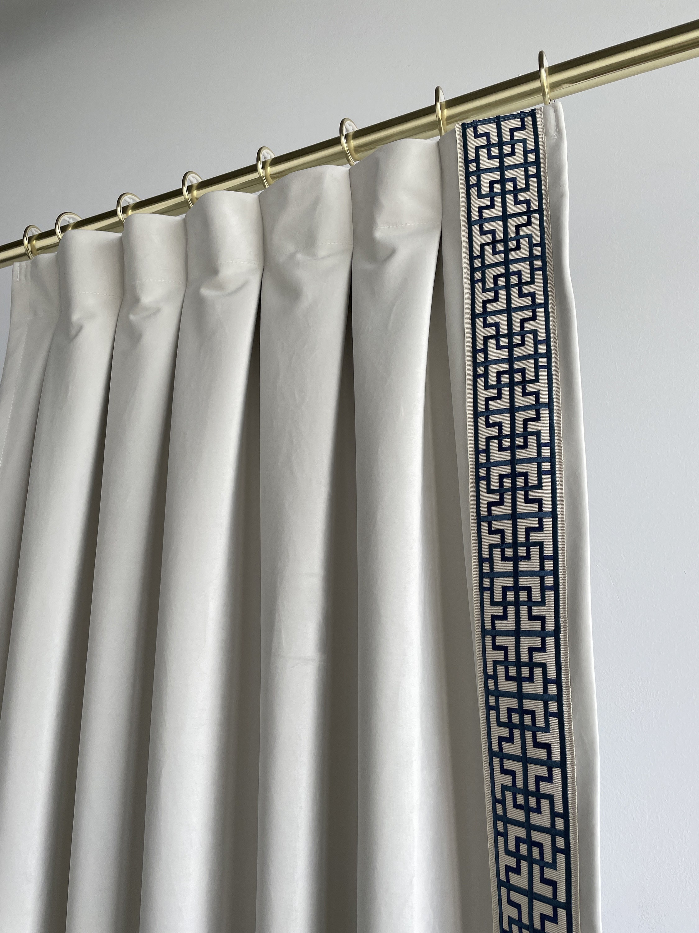 Off White Velvet Curtain Panels With Trim, Beautiful Custom Curtains ...
