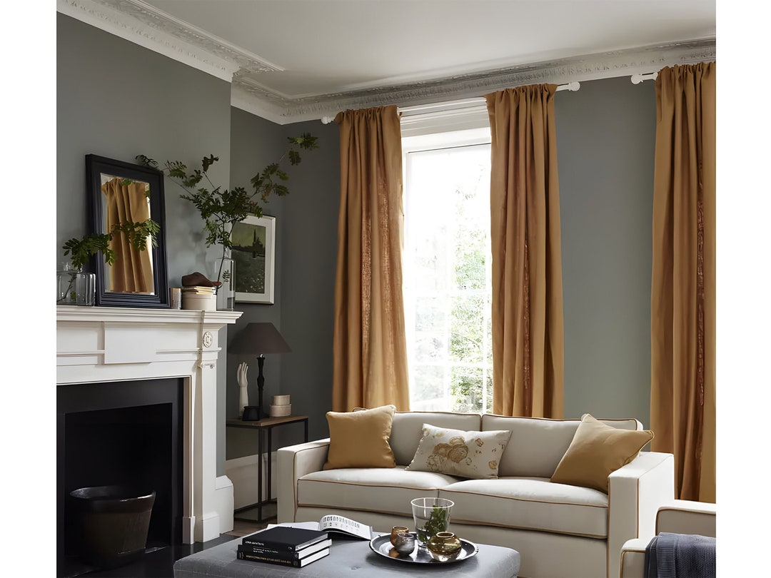 Camel Cotton Linen Curtain Panels, Beautiful Custom Curtains and Drapes ...