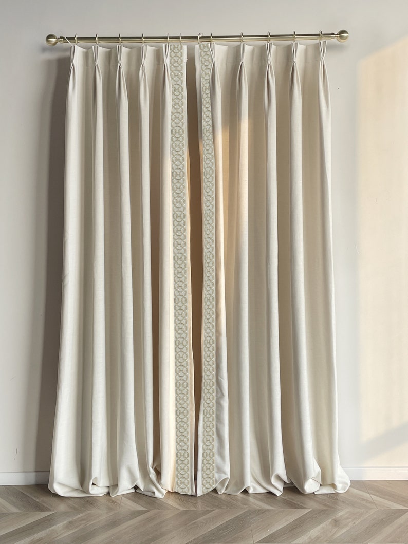 Beige Velvet Curtain Panels With Trims, Beautiful Custom Curtains and ...