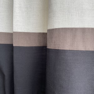 Color Block Cotton Linen Curtain Panels, Beautiful Custom Curtains and ...