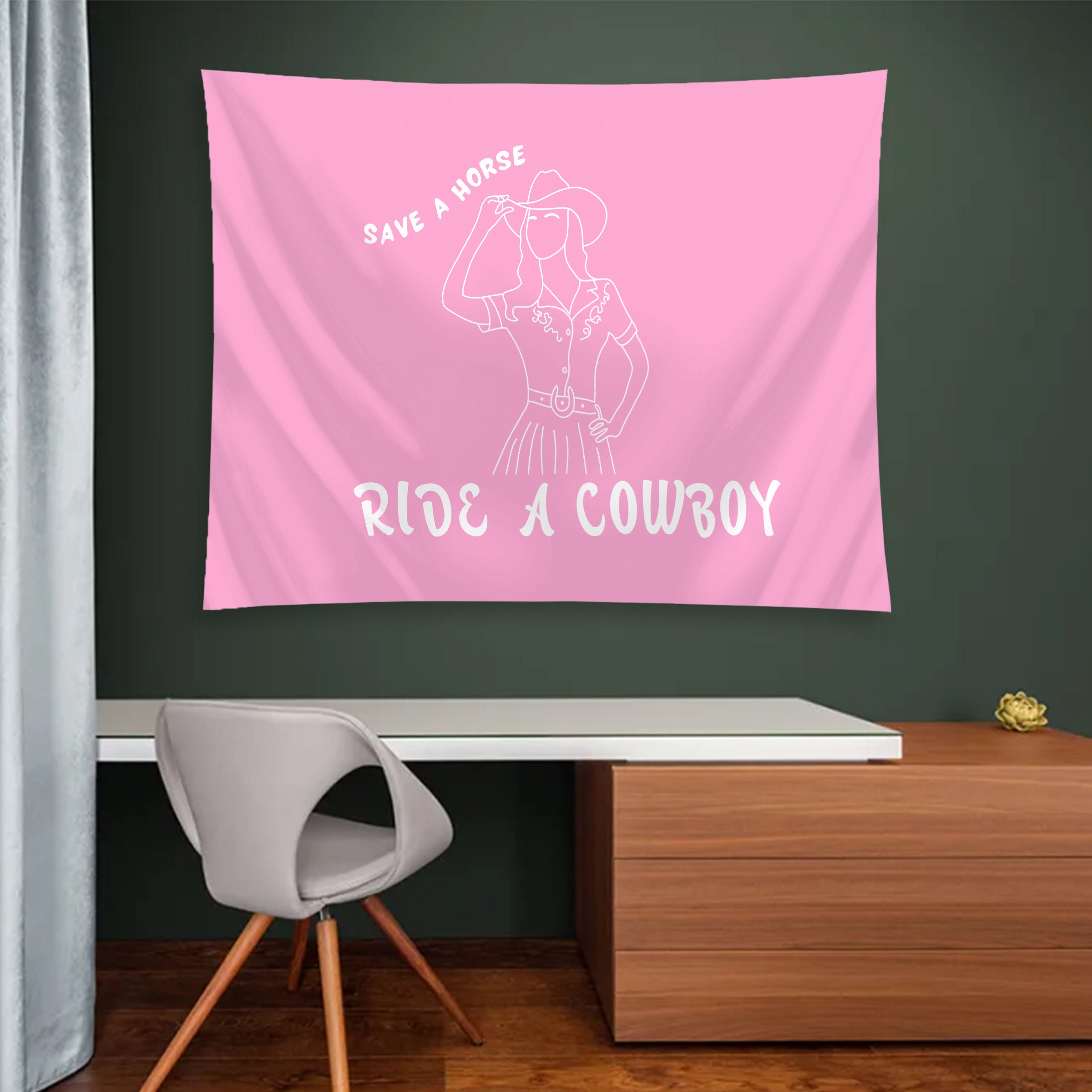 Ride a Cowboy Save a Horse Funny Tapestry Girl Tapestry Funny - Etsy
