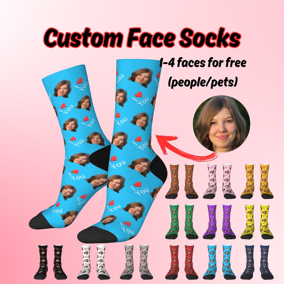 Custom Face Socks With Heart, Personalized Socks for Men With Picture ...
