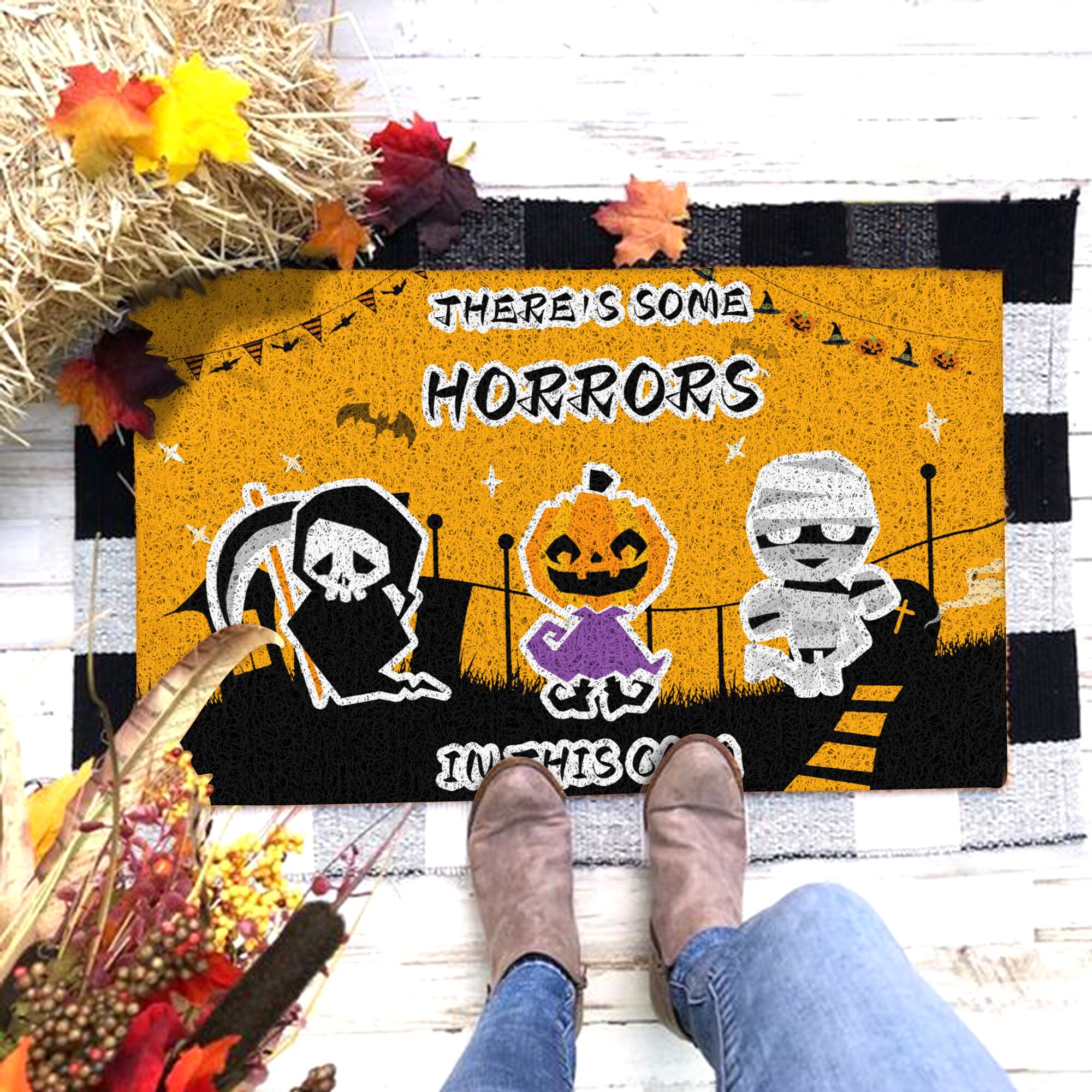 There's Some Horrors in This House Halloween Doormat, Spooky Doormat ...