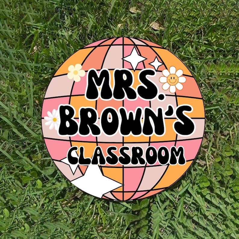 Disco Classroom Door Sign, Groovy Teacher Door Hanger, Back to School ...
