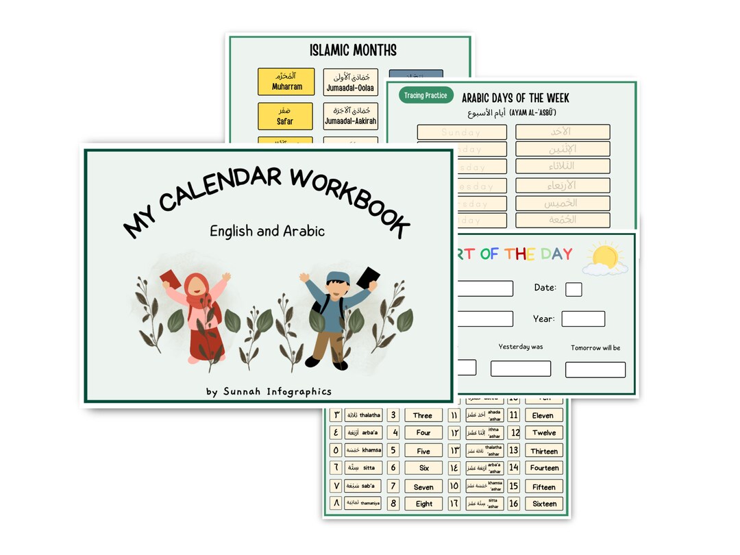 My English/arabic Calendar Book for Kids Pdf - Etsy