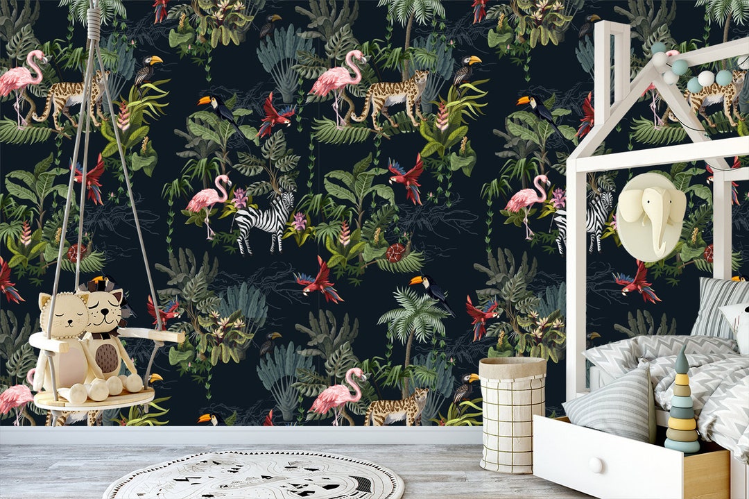 Jungle Animals Removable Wallpaper,self-adhesive, Peel and Stick, Wall ...